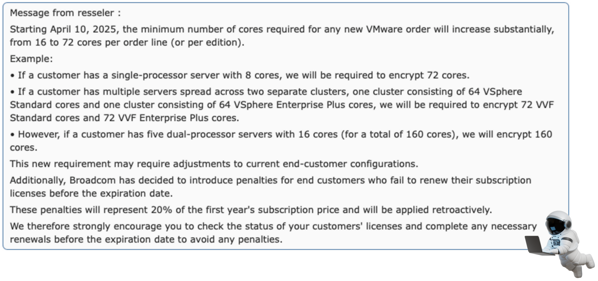 Major Update for VMware Customers: minimum purchase requirement of 72 ...